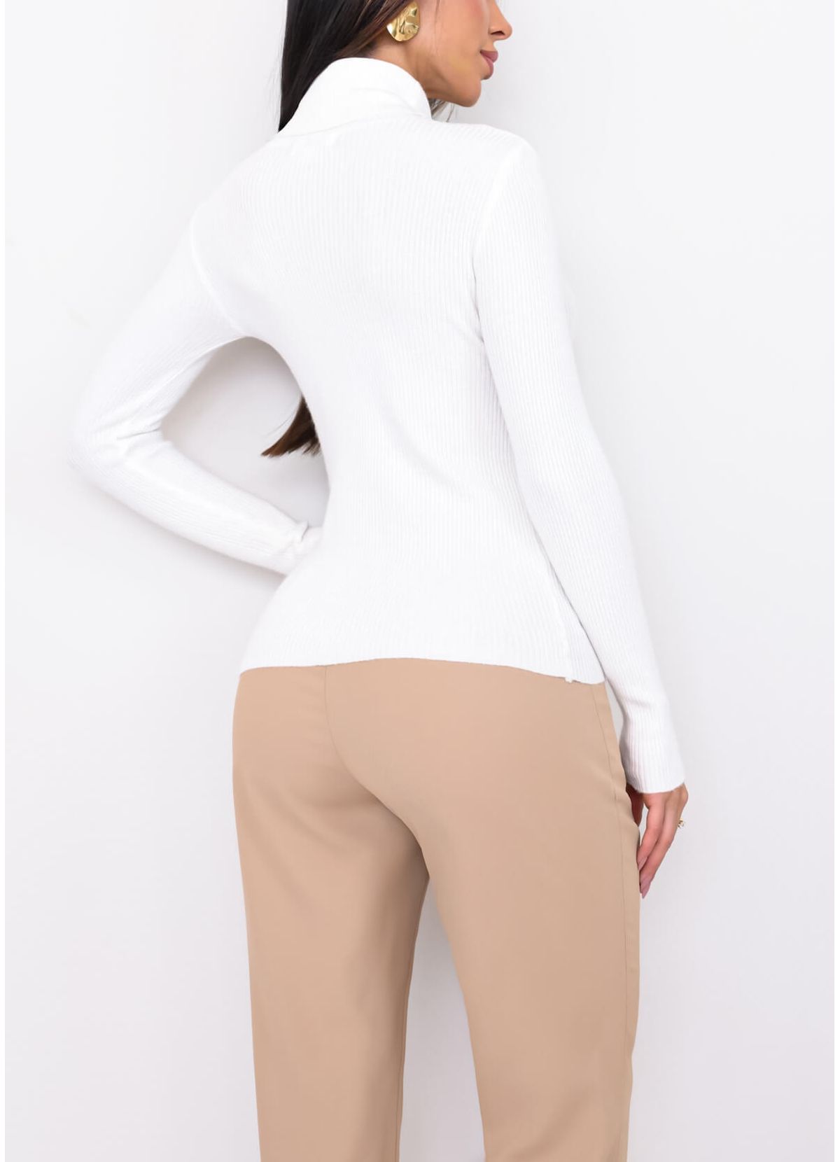 Suéter Tricot Gola Alta Canelado Basic - onlauri