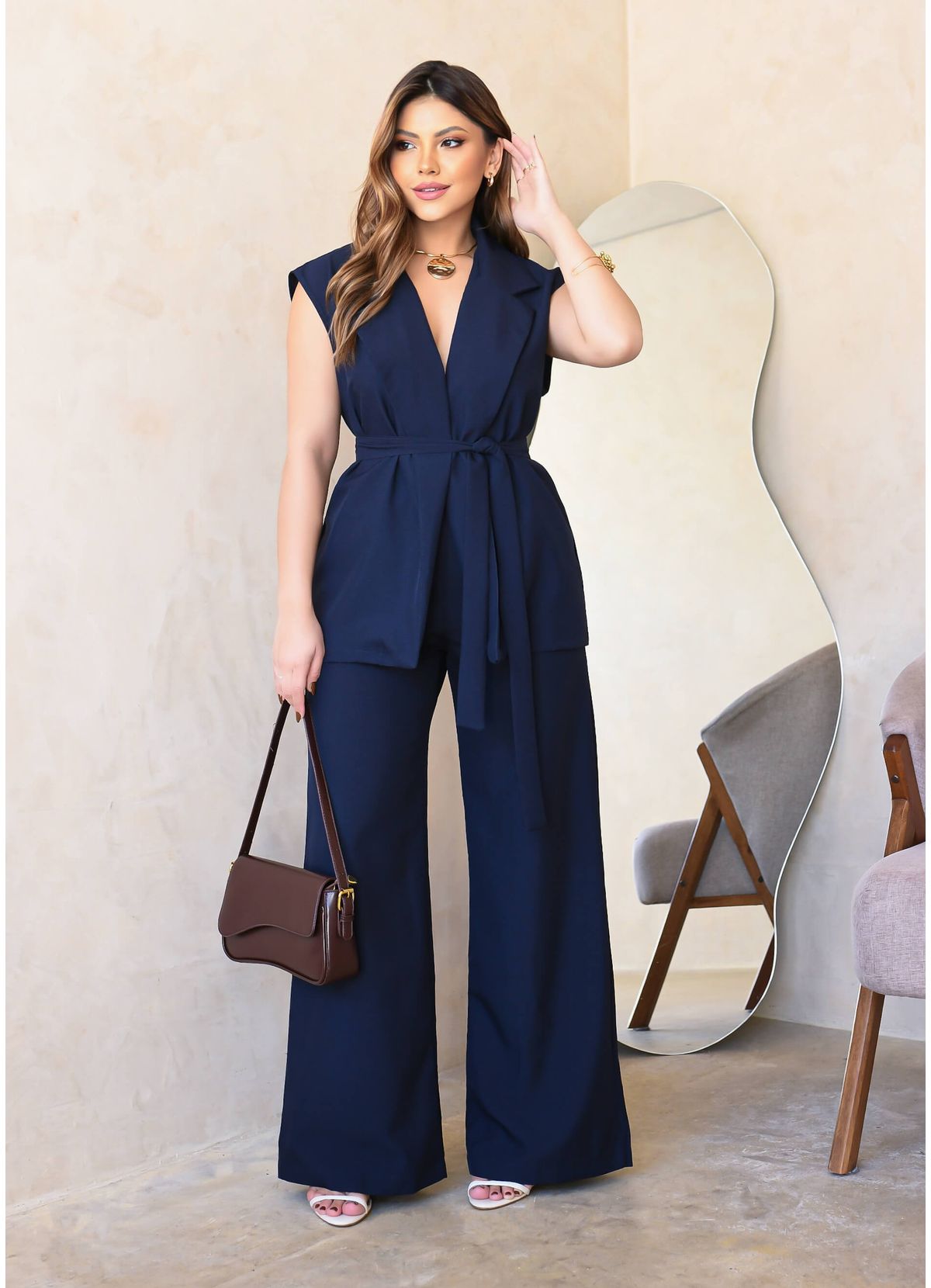 Conjunto Colete Blazer c/ Calça Reta Spencer - onlauri